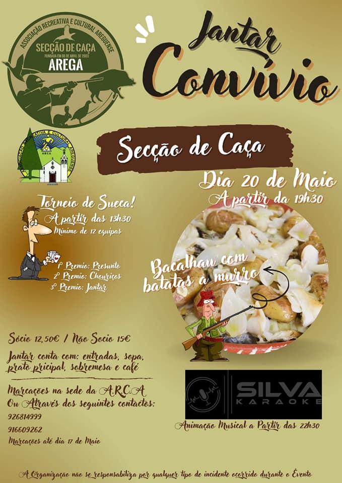 Jantar Convívio na Associação Recreativa e Cultural Areguense – Região ...